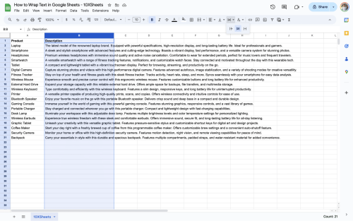 How to Wrap Text in Google Sheets: Step-By-Step Guide - 10XSheets