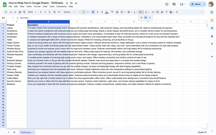 How to Wrap Text in Google Sheets: Step-By-Step Guide - 10XSheets