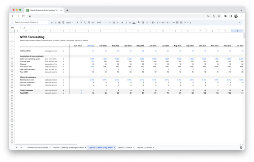 Saas Revenue Forecasting Tool Template 2025 10xsheets