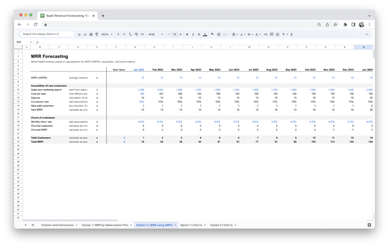 Saas Revenue Forecasting Tool Template 2025 10xsheets