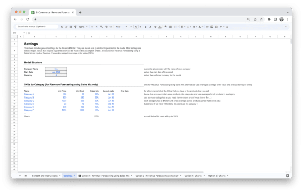 E-Commerce Revenue Forecasting Tool Template (2025) - 10XSheets